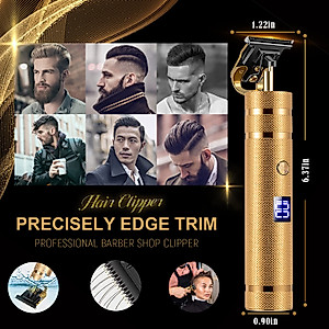 Hair Clippers for Men, Professional Hair Trimmer Set Cordless Barber Clippers Beard Trimmer Hair Cutting Kit Rechargeable T Outliner Shaver Zero Gapped Haircut Grooming Kit Gifts for Men (Yellow)
