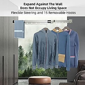 Kelisiting Drying Rack Clothing,Laundry Drying Rack Wall Mounted Clothes Hanger Rack,Retractable Clothes Drying Rack,Space Saver,Collapsible(Tri-Fold),for Laundry Room Organization,Decor