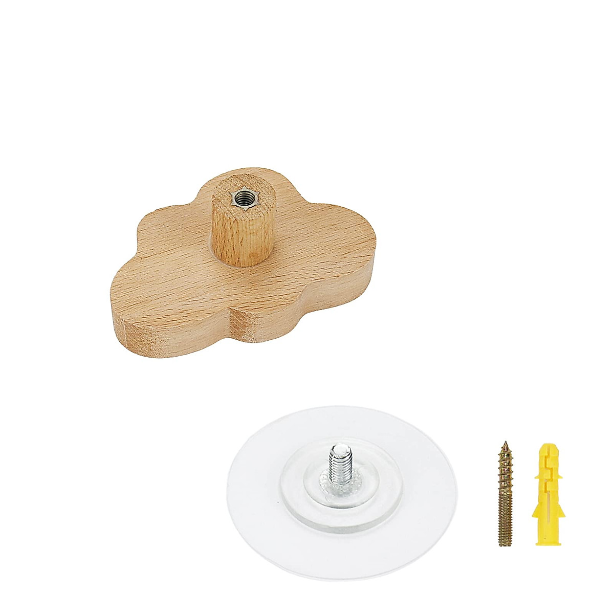 KUMGROT 5pcs Coat Hooks Wall Mounted Wood Wall Hooks Decorative Cute Hooks for Living Room Bedroom Hanging Clothes Hats Towels Purse 1 Moon 3 Stars 1 Cloud