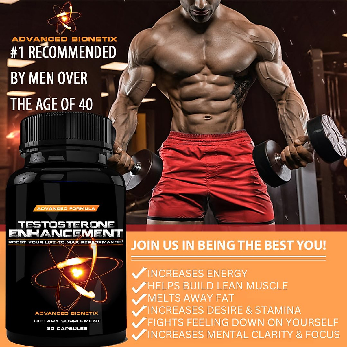 Testosterone Booster Male Enhancement. #1 Recommended by Men Over the Age of 40* Increase Desire, Energy, Lean Muscle. Melt Away Fat with Zinc, Tribulus, Tongkat Ali, Horny Goat Weed & More