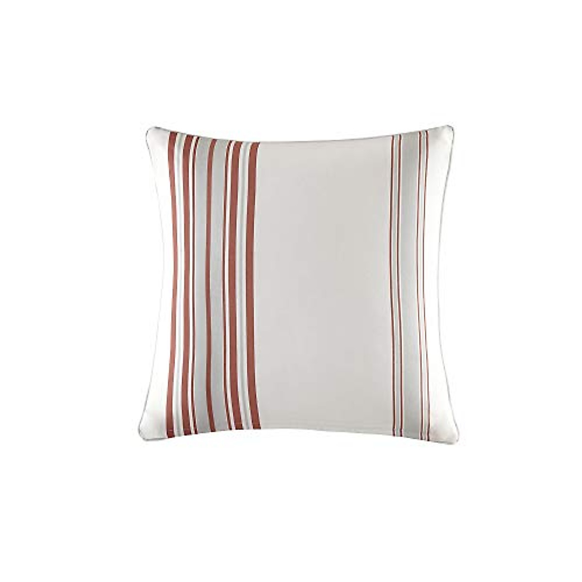Madison Park Newport Printed Stripe 3M Scotchgard Outdoor Square Pillow for Patio Garden and Courtyard, 20x20, Coral/White