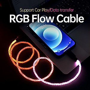MOSHOU USB C Glowing Charging Cable 3ft, RGB Light Gradual Lighting USB C to USB C, PD 100W Fast LED Charging Wire Glowing Cable for Samsung Galaxy S24/S23/S22/S21Plus A60 A50 Note 20 (TypeC to TypeC)