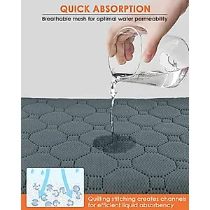 Bissap 2 Packs Guinea Pig Cage Liners, 47''X24'' Washable Guinea Pig Pee Pads Non Slip Reusable Fast and Super Absorbent Bedding for Small Animals Rabbit Hamster Chinchillas Rat - Grey