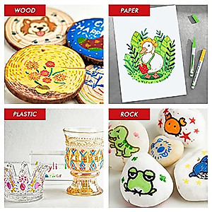 Shuttle Art Paint Pens, 42 Colors Acrylic Paint Markers, Low-Odor Water-Based Quick Dry Paint Markers for Rock, Wood, Metal, Plastic, Glass, Canvas, Ceramic