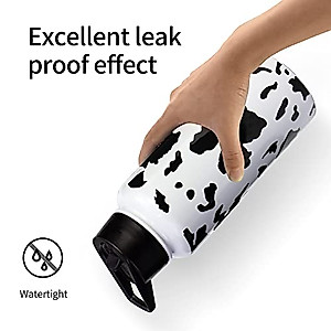 CLQFDT 32oz Cow Print Vacuum Insulated Stainless Steel Water Bottles with Straw & Spout Lids, Double Wall Sport Bottle, Sweat-Proof BPA Free, Canteen Metal Thermo Mug Hydro Cup Jug (Cow Print)