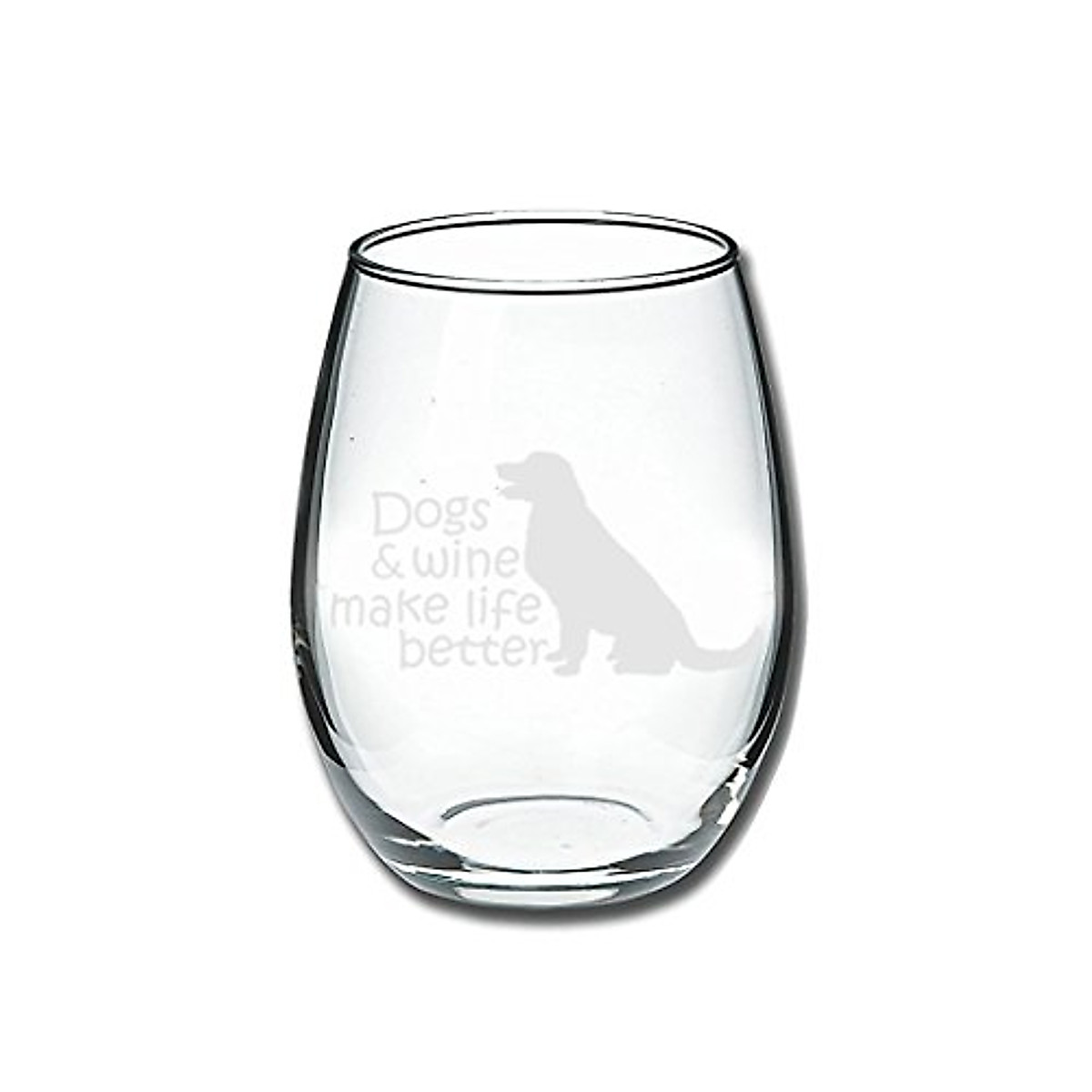 Dogs & Wine Make Life Better - Birthday Gift For Veterinarian Dog Mom Dad Animal Rescue or Vet Tech - Dog Lover Present For Men or Women - 15 oz Stemless Wine Glass