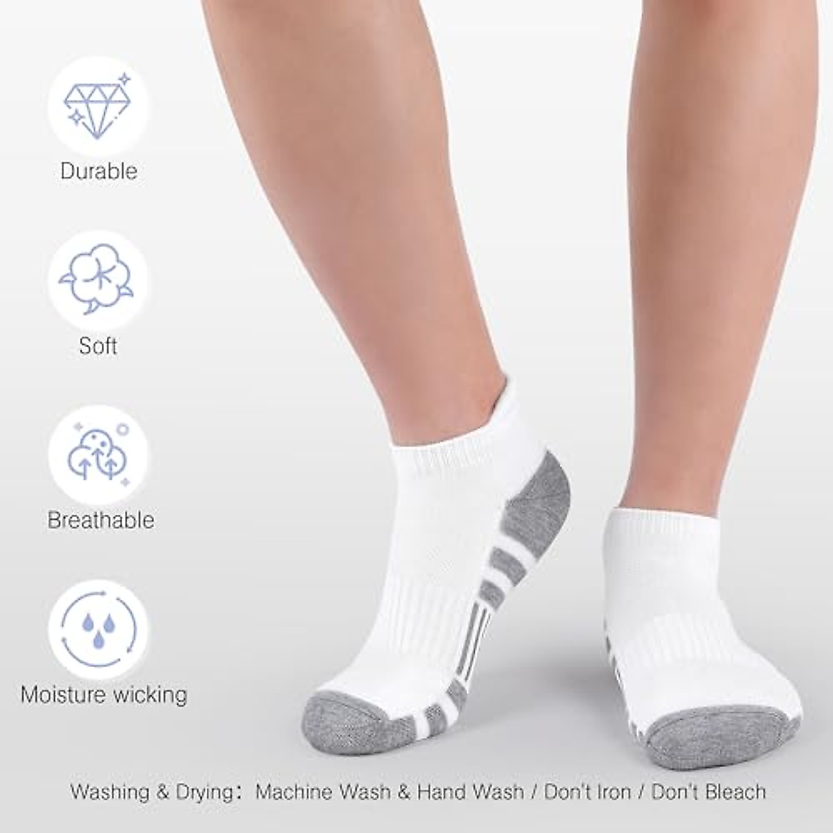 Felicigeely Ankle Athletic Running Socks Low Cut Sports Socks Breathable Cushioned Tab Socks for Men Women 6 Pairs
