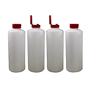 Pinnacle Mercantile Plastic Condiment Squeeze Bottles Dispensing with Red Flip Top Hinged Cap Large 32 oz Empty Set of 4