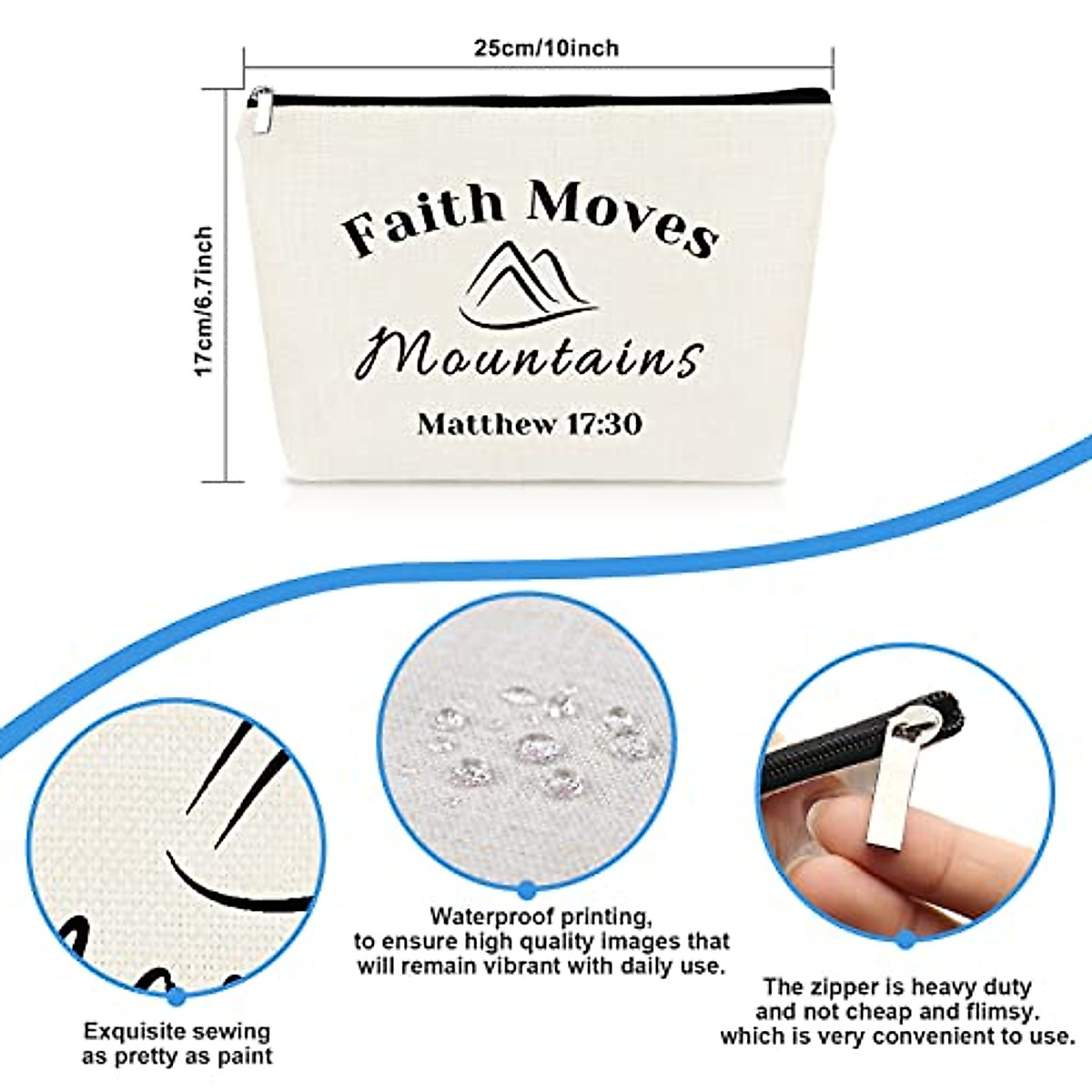 Inspirational Gifts for Women Makeup Bag Religious Gift Cosmetic Bag Religious Faith Gift for Girls Her Encouragement Gift Birthday Gift for Daughter Niece Sister Friend Make Up Travel Pouch