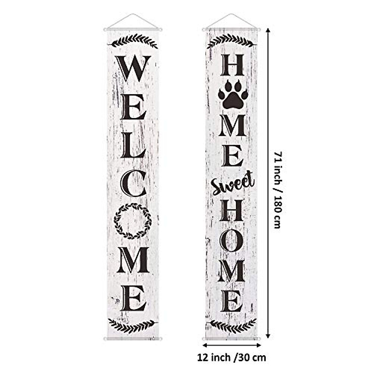 2 Pieces Welcome Home Banner Vertical Welcome Signs for Front Porch, Home Sweet Home Welcome Navy Army for Party Home Indoor Outdoor Decorations