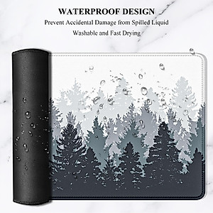 Auhoahsil Large Mouse Pad, Full Desk XXL Extended Gaming Mouse Pad 35" X 15", Waterproof Desk Mat with Stitched Edge, Non-Slip Laptop Computer Keyboard Mousepad for Office & Home, Misty Forest Design