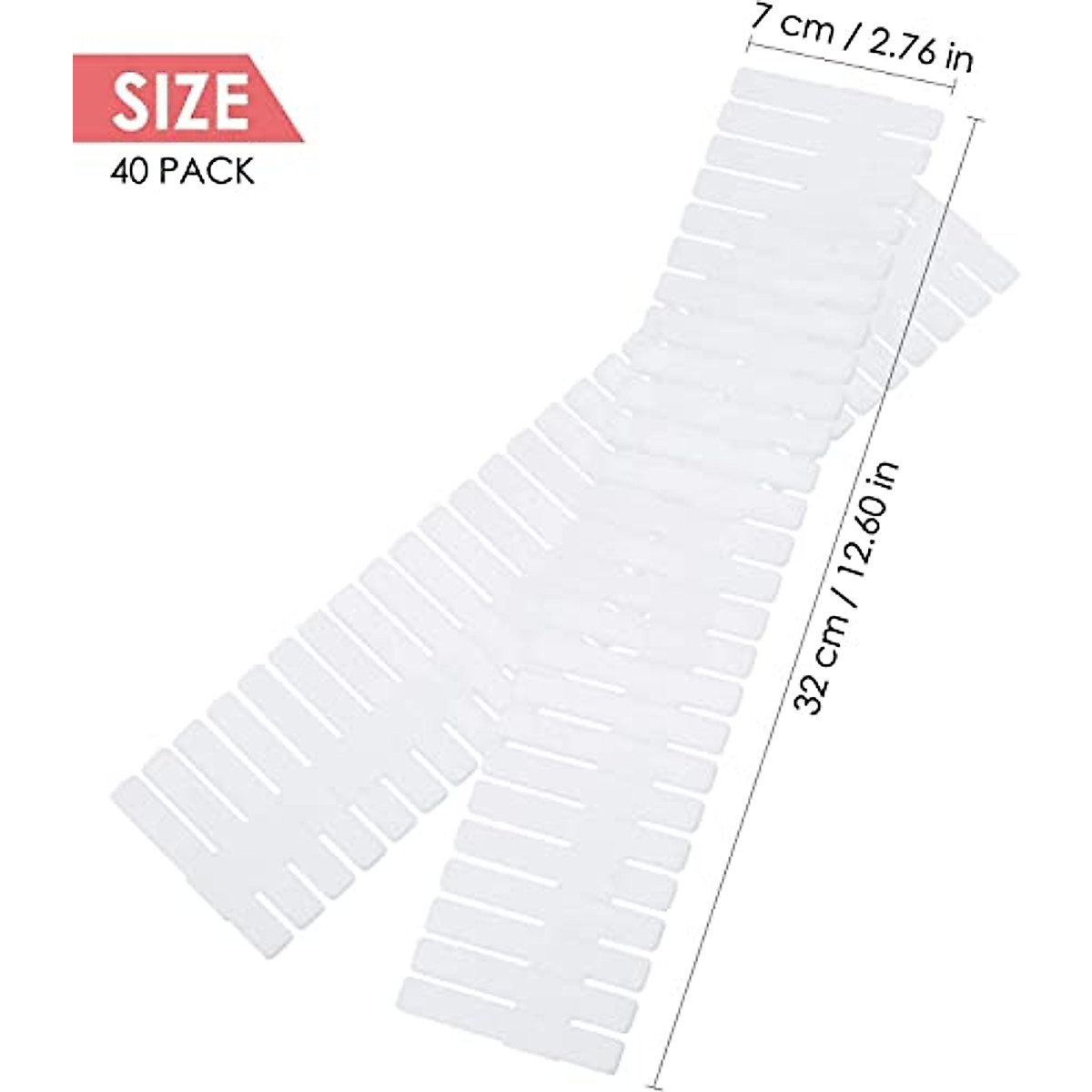 Flytianmy 40Pcs Drawer Dividers, Adjustable Drawer Organizer for Socks, Underwear, Makeup, Can Help Tidy Kitchen, Bedroom, Dresser White