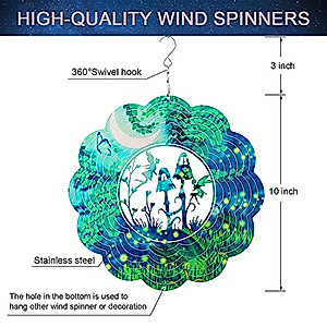Spring Song Wind Spinner 3D Stainless Steel Indoor Outdoor 10" Fairy Garden Garden Decoration Crafts Ornaments Kinetic Yard Art, Hanging Wind Spinners Decor Gifts