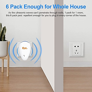 Ultrasonic Pest Repeller - 6 Pack, Electronic Mouse Repellent, Indoor Rodent Repellent，Rat Repellent Plug in，Insect Repellent，Pest Control for Mosquitoes，Ants，Mice，Squirrel,Fly，Cockroaches