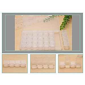 JESEP YONG 112 Slots 4 Pack 28 Grids Plastic Organizer Box Clear Beads Storage Container Jewelry Case for Art DIY Crafts , Nail Diamonds ,Jewelry , Painting