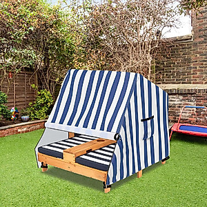 Sobana Kids Outdoor Chaise Lounge Cover for Wooden Double Chaise Lounge,Waterproof Patio Furniture Cover with Zipper for Kids or Pets,Blue