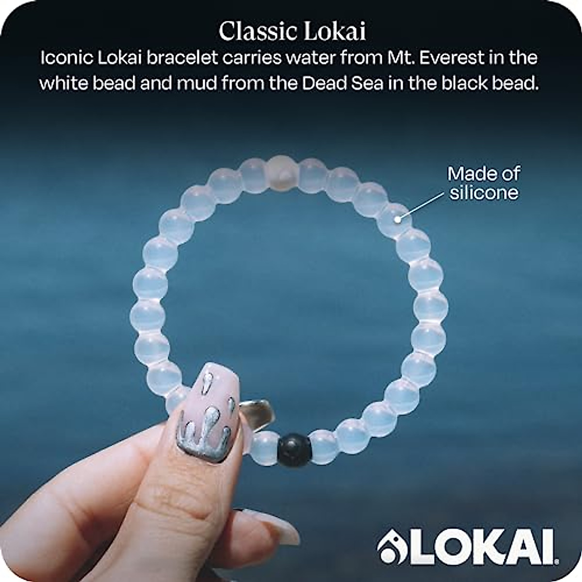 Lokai Beaded Bracelets for Women & Men, Classic Clear Style - Mental Health Awareness Bracelet Encourages Mental Wellness Slides-On for Comfortable Fit - Silicone Stretch Bead Bracelet Jewelry