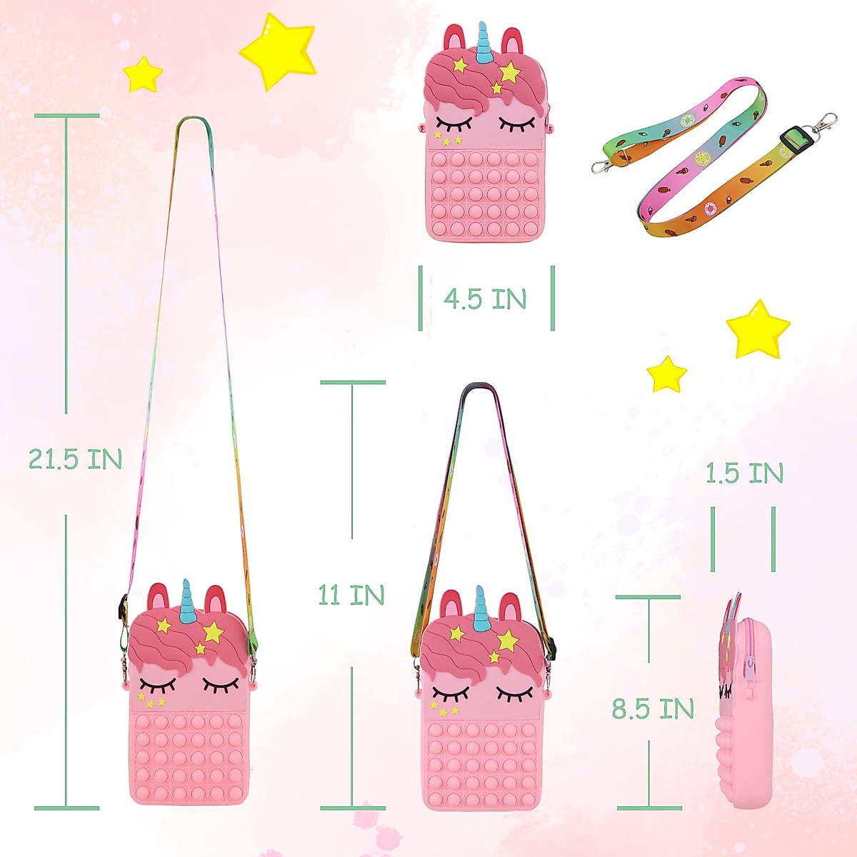 Pop Purse Crossbody Bag for Girls and Women Fidget Toys Pop Purse Pop Shoulder Bag