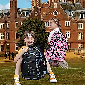 3Pcs Camo Boys Backpack for Kids with Insulated Lunch-Box, Camouflage Backpack Lunchbox Combo for Boys