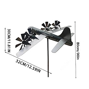 Magccby B-29 Super Fortress Wind Spinner，Personalized Metal Windmill Wind Energy Wind Sculpture Airplane Wind Spinner Wrought Iron Windmill for Yard Garden Patio Sculpture Wind Spinner
