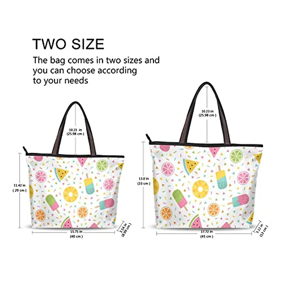 Sletend Tote Bag Fruit Ice Cream Handbags for Women Fashion Shoulder Bag for School Travel Work Shopping