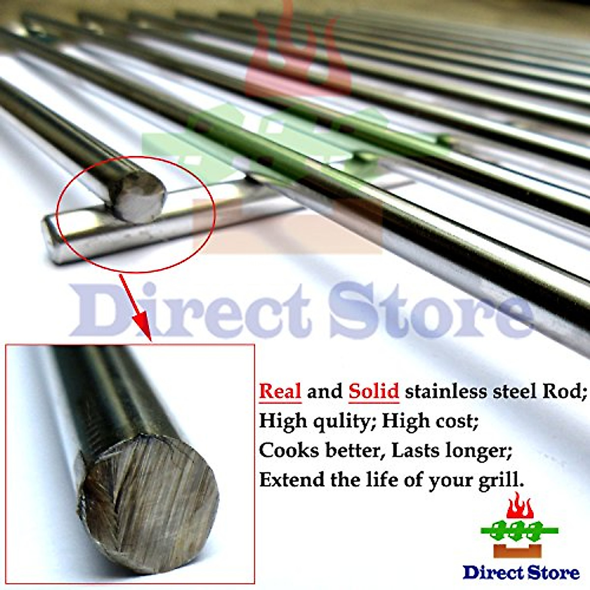 Direct Store Parts DS108 Solid Stainless Steel Cooking grids Replacement for Brinkmann, Jenn Air, Permasteel, Uberhaus Gas Grill