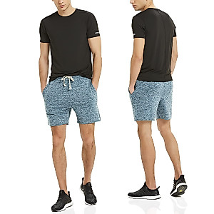 Lounge Shorts Men 6 Inch Comfy with Pockets(Marled Blue,XL)