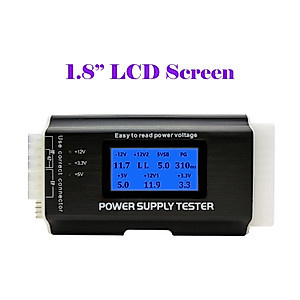 Computer PC Power Supply Tester, ATX/ITX/IDE/HDD/SATA/BYI Connectors Power Supply Tester, 1.8'' LCD Screen (Aluminum Alloy Enclosure)