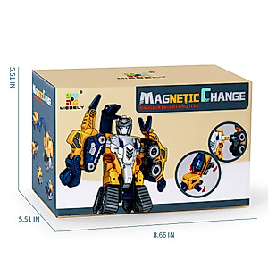 MIEBELY Toddler Robot Construction Vehicles Set – 5Pcs Transforming Robots for Kids - Magnetic Toys with Sturdy Connectors – Easy DIY Assembly Function – 5-in-1 Educational STEM Toys