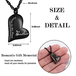 XIUDA Urn Necklace for Ashes Forever in My Heart Pendant Cremation Necklace Stainless Steel Ashes Jewelry for Dad Mom