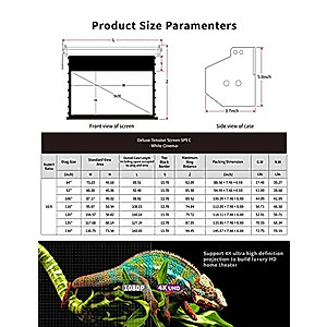 VIVIDSTORM-Deluxe Tensioned Screen,Electric Tab-tensioned Drop Down with White Cinema Screen,White Housing Ceiling and Wall,Compatible with Normal Projector,V6JLW120H