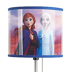 Frozen 2 Stick Table Kids Lamp with Pull Chain, Metal, Themed Printed Decorative Shade