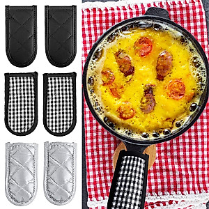 6 Pieces Hot Pan Handle Covers Heat Resistant Handle Sleeves Non-Slip Iron Pot Skillet Holder Washable Cotton Handle Cover for Home Kitchen Cooking Accessories(Classic)