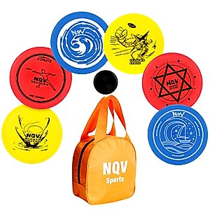 NQV Disc Golf Se with Bag,Disc Golf Beginner Set,6 Pack Flying Discs with Putters Drivers Mid Ranges+1 Black Disc Golf Bag, Disc Portable Outdoor Indoor Beginner Kid Aged6+Adults