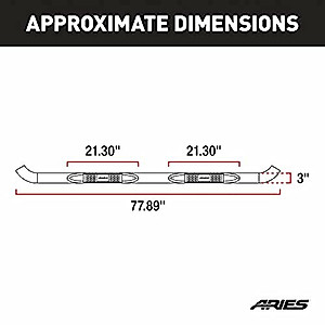 ARIES 204046-2 3-Inch Round Polished Stainless Steel Nerf Bars, No-Drill, Select Chevrolet Silverado, GMC Sierra 1500, 2500, 3500 HD