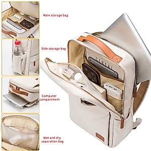 NOBLEMAN Men's Backpack, Laptop Backpack, Waterproof travel Backpack, 15.6 Inch Laptop Backpack, Daypack, carry on backpack with USB (Beige)