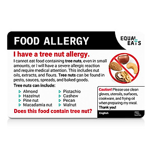 Nut Allergy Card - Plastic Tree Nut Allergy Restaurant Card - Equal Eats (French)