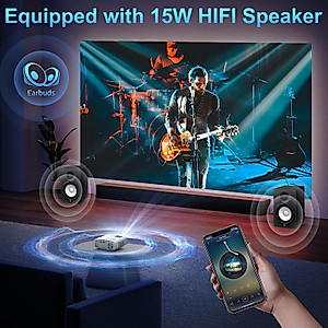 5G WiFi Bluetooth Projector, Pericat Native 1080P Movie Projector for Phone, Portable Outdoor Projector, 10000L Home Theater Video Projector, Mini Projector Compatible w/ PC, HDMI, USB, TV Stick, PS5