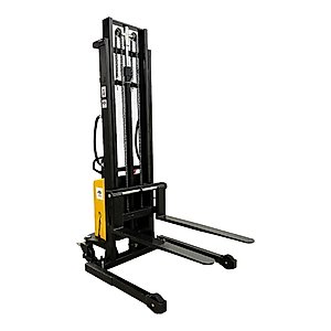 HOC EMS1535W SEMI Electric Wide Leg Pallet Stacker 3307 LBS 1500 KG Load Capacity + 138 INCH Height Capacity + Adjustable Frame Legs - North American Made