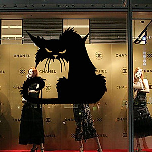 Fashionclubs Vinly Black Cat Removable Window Wall Sticker For Halloween Home Decoration,14.513.5cm