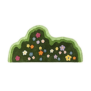 YYINYXY Moss Carpet for Bedroom 3D Irregular Green Aesthetic Bed Rug Living Room Cute Floral Sofa Rug Microfiber Fleece Carpet Home Decor (24x47 Inches)