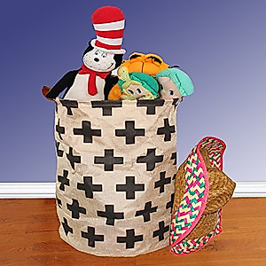 Laundry Basket Fabric Collapsible Extra Large Round Storage Bin 22 Inches - Great for Clothes, Laundry, Toys, Baby Nursery