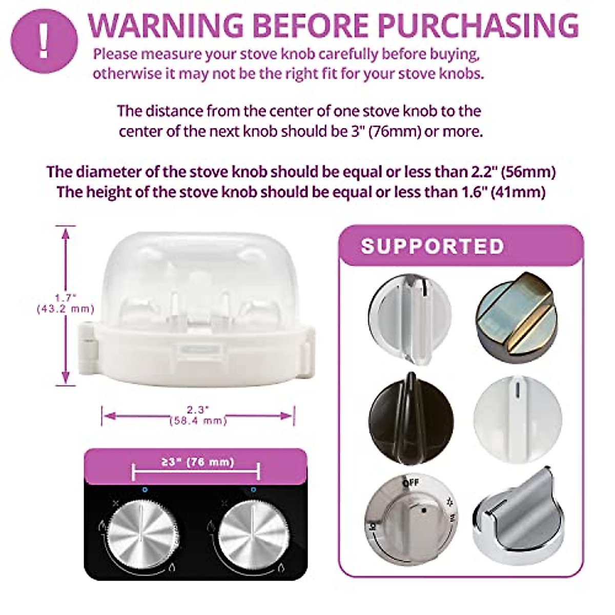 COZYCUDDLES Stove Knob Covers Protector Kit with Adhesive Tapes - Easy to Use Covers for Gas Stoves - Child Safety Guards for Baby and Toddler Proofing - 5 Pieces (Standard Size Stove Knobs)