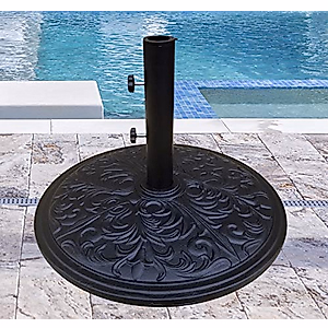 Tropishade Umbrella Base Cast Iron with Black Powder Coating Weight 50 lbs