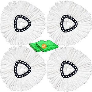Zen Lyfe 4 Pack Spin Mop Replacement Head Microfiber Mop Head Refills Spin Mop Refills Easy Cleaning Mop Head Replacement Includes 2 Microfiber Cloths