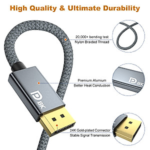 ULT-WIIQ 8K Mini DisplayPort to DisplayPort Cable 6.6ft, Mini DP to DP 1.4 Cable, Support 8K@60Hz, 4K@144Hz, 2K@240Hz, Gold-Plated Thunderbolt 2 to DP Cord for MacBook Air/Pro, Surface Pro, Monitor