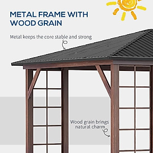 Gazebo 10X12 ft Outdoor Gazebos Clearance with Waterproof Metal Roof and Wood Grain Metal Frame, Backyard Sun Shade Canopy Cover Shelter for Porch Party Garden Grill Gazebo