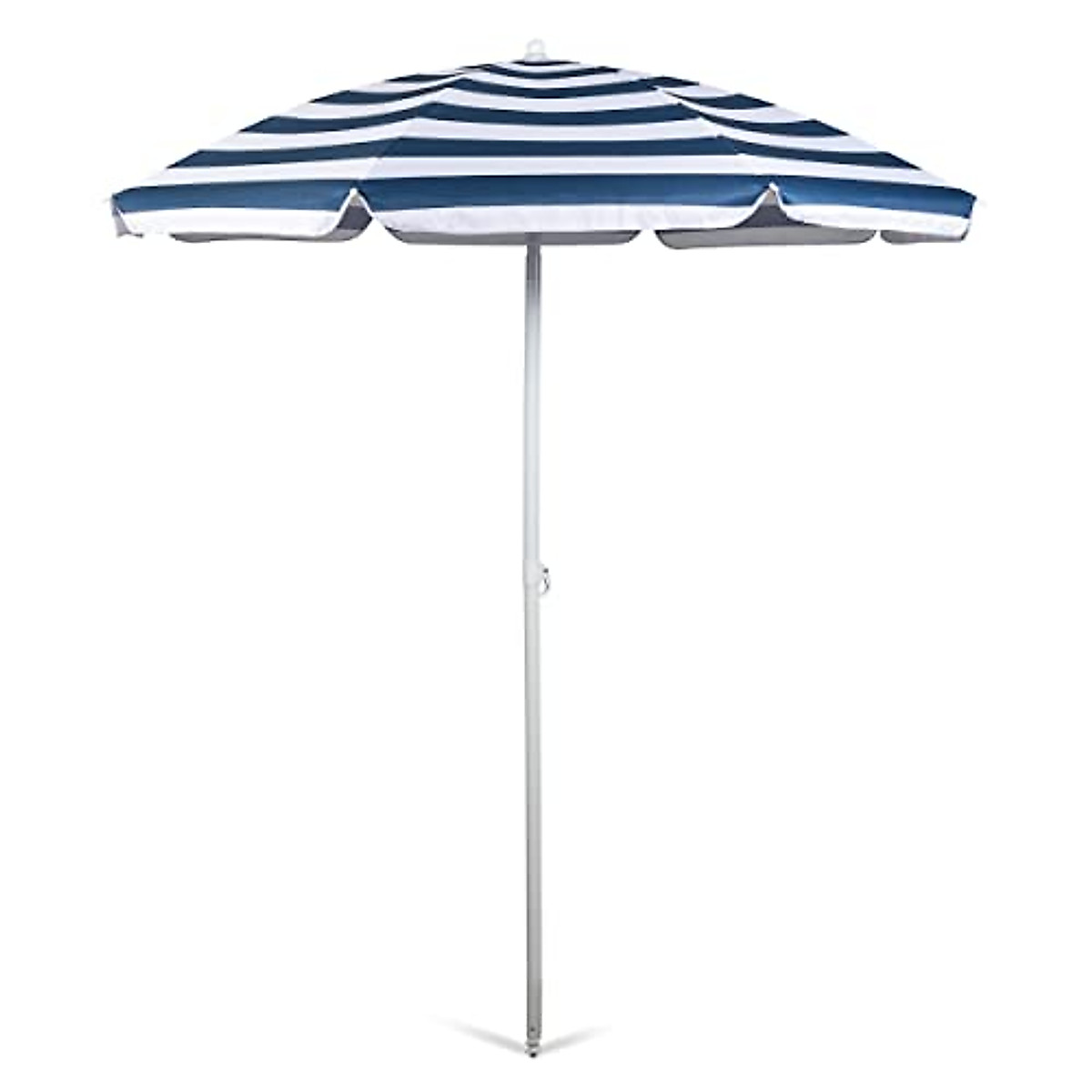 PICNIC TIME Outdoor Canopy Sunshade Beach Umbrella 5.5', Small Patio Umbrella, Beach Chair Umbrella, (Blue & White Stripe)