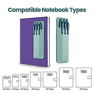 Epessa Stick-On Pen Holder for Notebook, Adhesive Pencil Sleeve Pouch for Hardcover Journals, Planners, Notebooks, Reusable Pen Pocket Organizer Easy to Remove (Green)