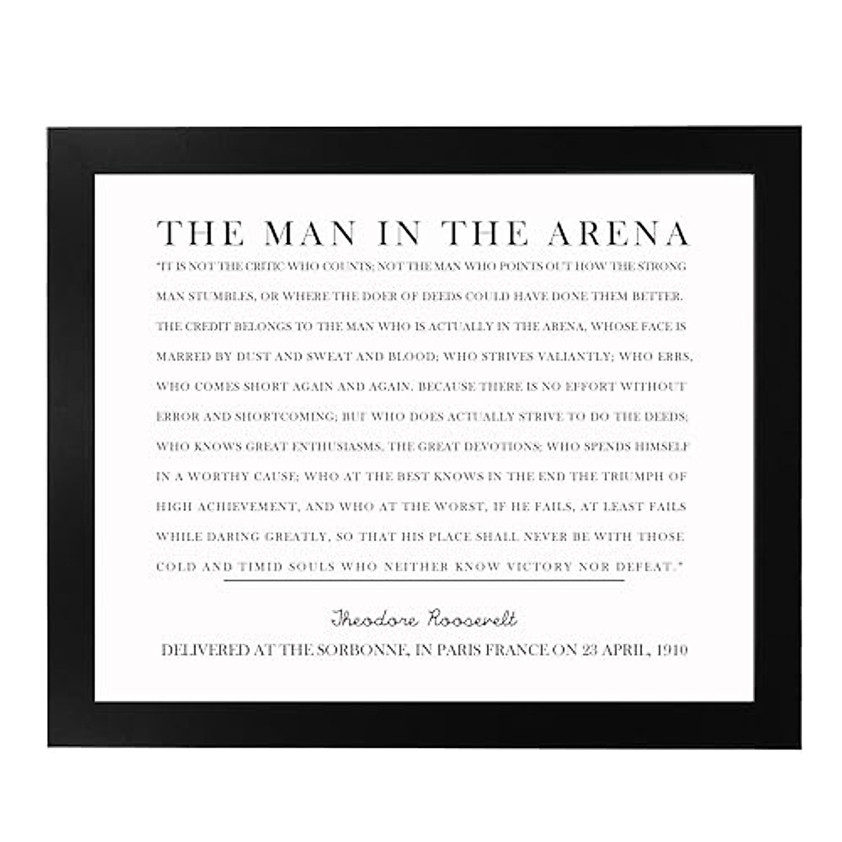 The Man in the Arena - Inspirational quotes Wall Art, Wall Decor Print With T. Roosevelt Quotes Is A Perfect Home Wall Decor For Living Room, Office, or Classroom Wall Décor. Unframed-14 x 11"